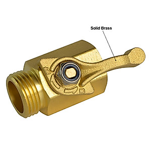 HYDRO MASTER Heavy Duty 3/4" Brass Shut Off Valve with Large Handle, Full Flow Garden Hose Connector