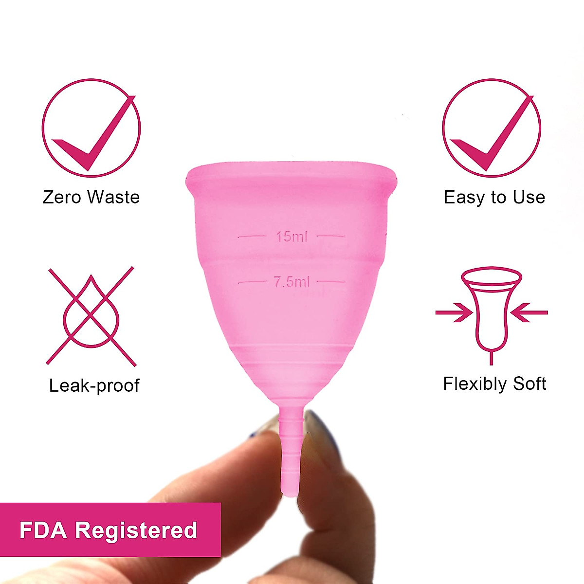 LEASEN Period Cup, Set of 2 Menstral Cups, Period Kit with Menstrual Cup Wash for Feminine Care, Premium Design with Soft, Flexible, Medical-Grade Silicone