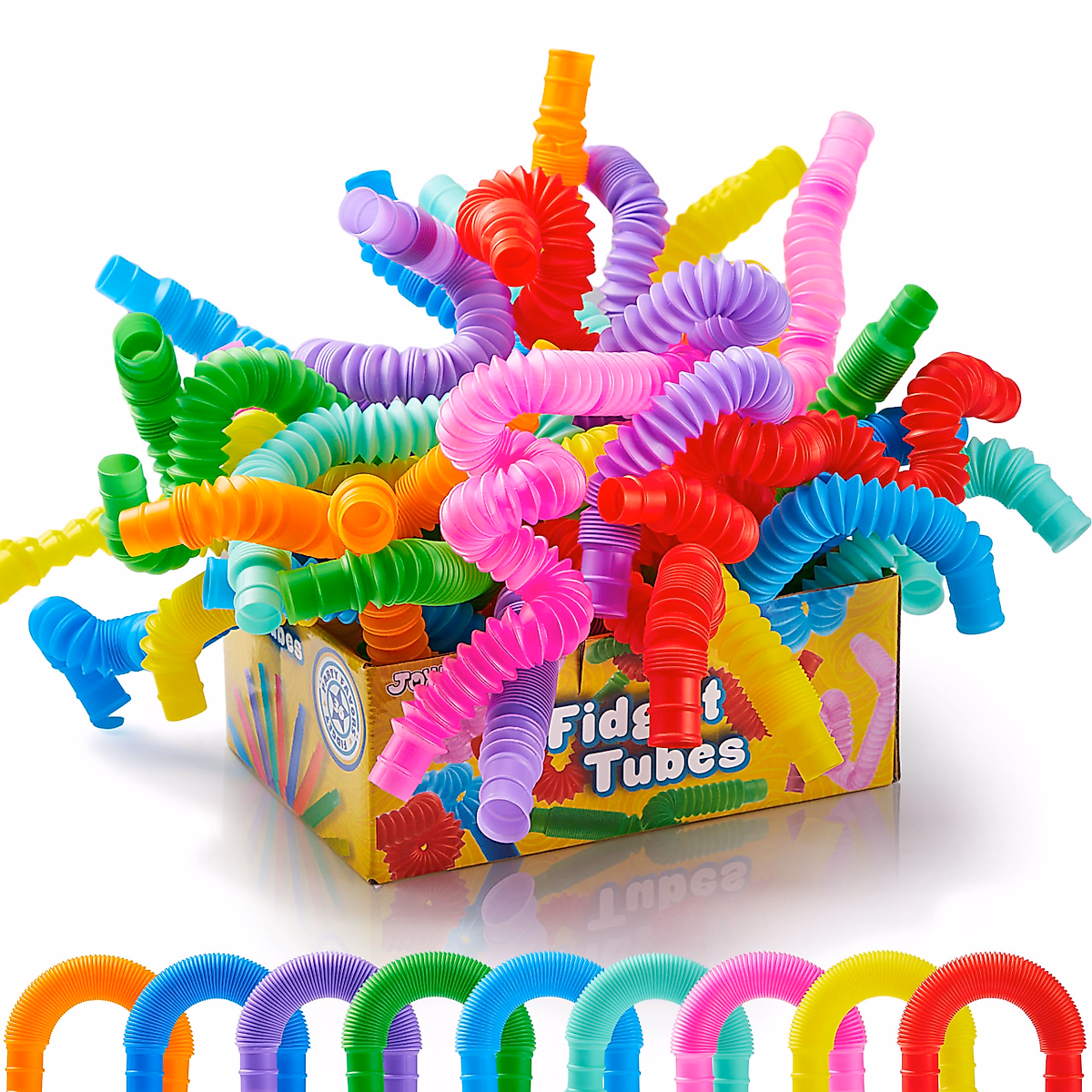 JOYIN 18 Pack Pop Tubes, Fidget Tubes Party Favors - 9 Colors, s, Connectable and Extendable for Stress Relief - Perfect for Party, Classroom Exchange, School Reward