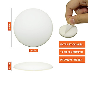Premium Quality 12 Pcs Door Bumper Self Adhesive Sticker Strong Stickiness Wall Protector Guard Door Knob Stopper 1.6 Inches Rubber Round White Silicone Door Handle Bumper Set