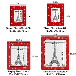 Pardick Xmas Red 4x6 Picture Frame, Christmas Snowflake Wooden Photo Frames for Tabletop and Wall Display, Picture Frame Home Office Decor