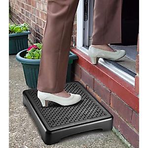 Mobility Step Stool, Indoor/Outdoor Stepping Stool for Adults & Seniors, Portable High Riser Steps Platform with Anti-Slip Top & Feet, 420 Lbs Capacity, Black