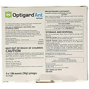 Syngenta - TRTD11568 - Optigard Ant Bait Gel Box - 4 Tubes w/ Plunger - 30g each tube, White