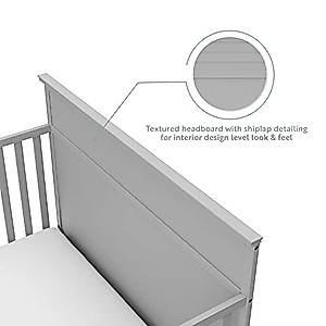 STORKCRAFT Homestead 5-in-1 Convertible Crib with Drawer (Pebble Gray) – GREENGUARD Gold Certified, Crib with Drawer Combo, Includes Nursery Storage Drawer, Converts to Toddler Bed and Full-Size Bed