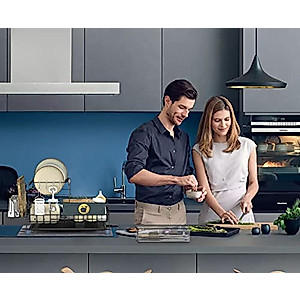 slhsy Removable Design 2 Tier Dish Drying Rack/Strainers with Drainboard, Swivel Spout, Cup & Utensil Holder and Drying Mat for Kitchen Counter, Black