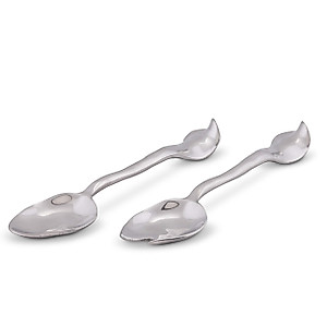 Arthur Court Modern Aluminum Salad Serving Spoon and Salad Serving Fork, Salad Servers Set Carmel Collection 11 inch Long