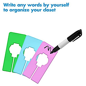 30 PCS Closet Rack Dividers, 6 Colors Rectangular Clothing Hanger Dividers with a Bonus Marker, Writable & Reusable for Sorting Clothes Size, Color Brand