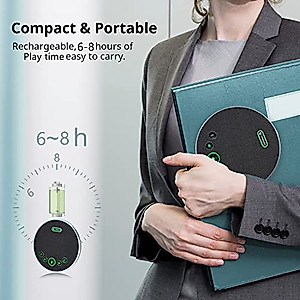 TONGVEO Bluetooth Speakerphone Conference Microphones, Wireless Conference Speaker 360°Voice Pick up with 4 AI Noise Cancellation Mics USB/Dongle/Bluetooth Connection 8 Hour Call Time for 8-12 People