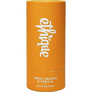 Ethique Nourishing Sweet Orange & Vanilla Butter Tube- Moisturizing Tube - Plastic-Free, Vegan, Cruelty-Free, Eco-Friendly, 3.53 oz (Pack of 1)