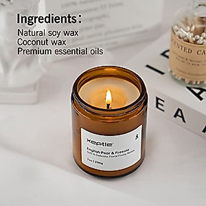 English Pear & Freesia Scented Candle Jar for Home Room Decor Air Freshener Premium Soy and Coconut Blend Ideal as A Congratulatory Gift- Over 50 Hours of Burn Time - 7 oz