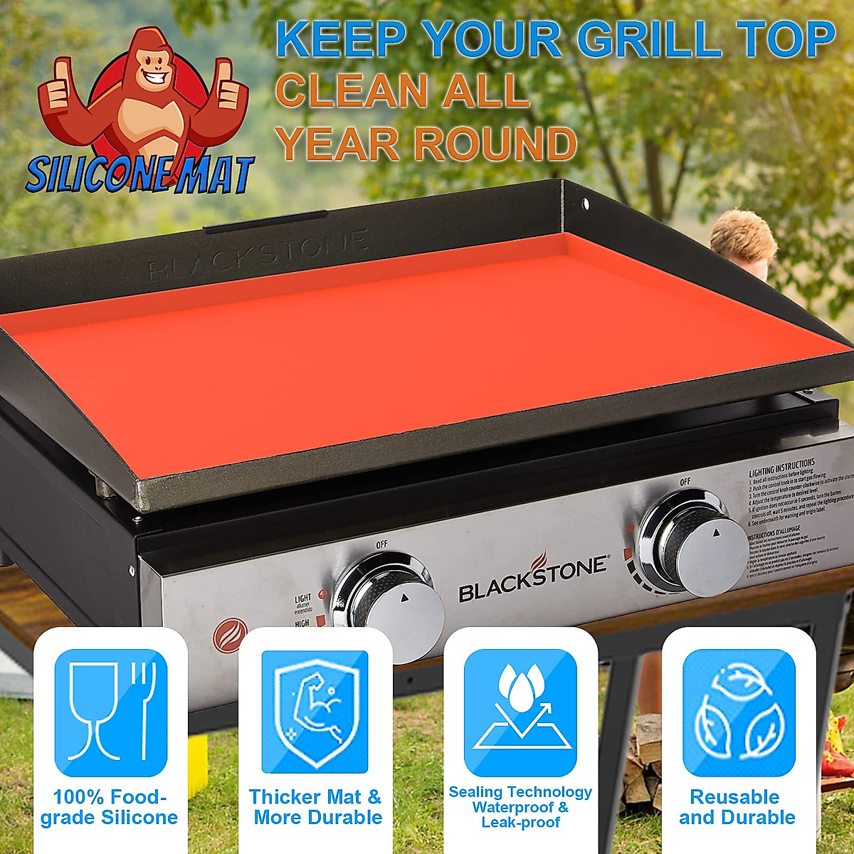 22 Inch Griddle Mat Fit for Blackstone 22 Inch Griddle,Silicone Griddle Mat 22 inch, Heavy Duty Griddle Silicone Mat for Blackstone 22" Griddle,Grill Mat For Blackstone 22 inch