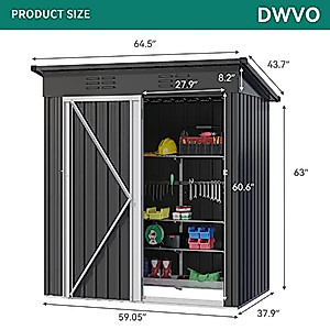 DWVO Outdoor Storage Shed 5x3FT, Heavy Duty Metal Tool Sheds Storage House with Single Lockable Door & Air Vent for Garden, Patio, Lawn to Store Bikes, Trash Bins, Tools, Lawnmowers