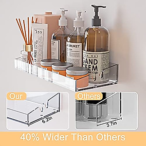 Vanmee 3 Pack Shower Caddy, Acrylic Shower Floating Shelves, Adhesive Bathroom Shelf Organizer with Soap Holder, No Drilling Wall Mounted Large Shower Organizer Rack for Bathroom, Living Room, Kitchen