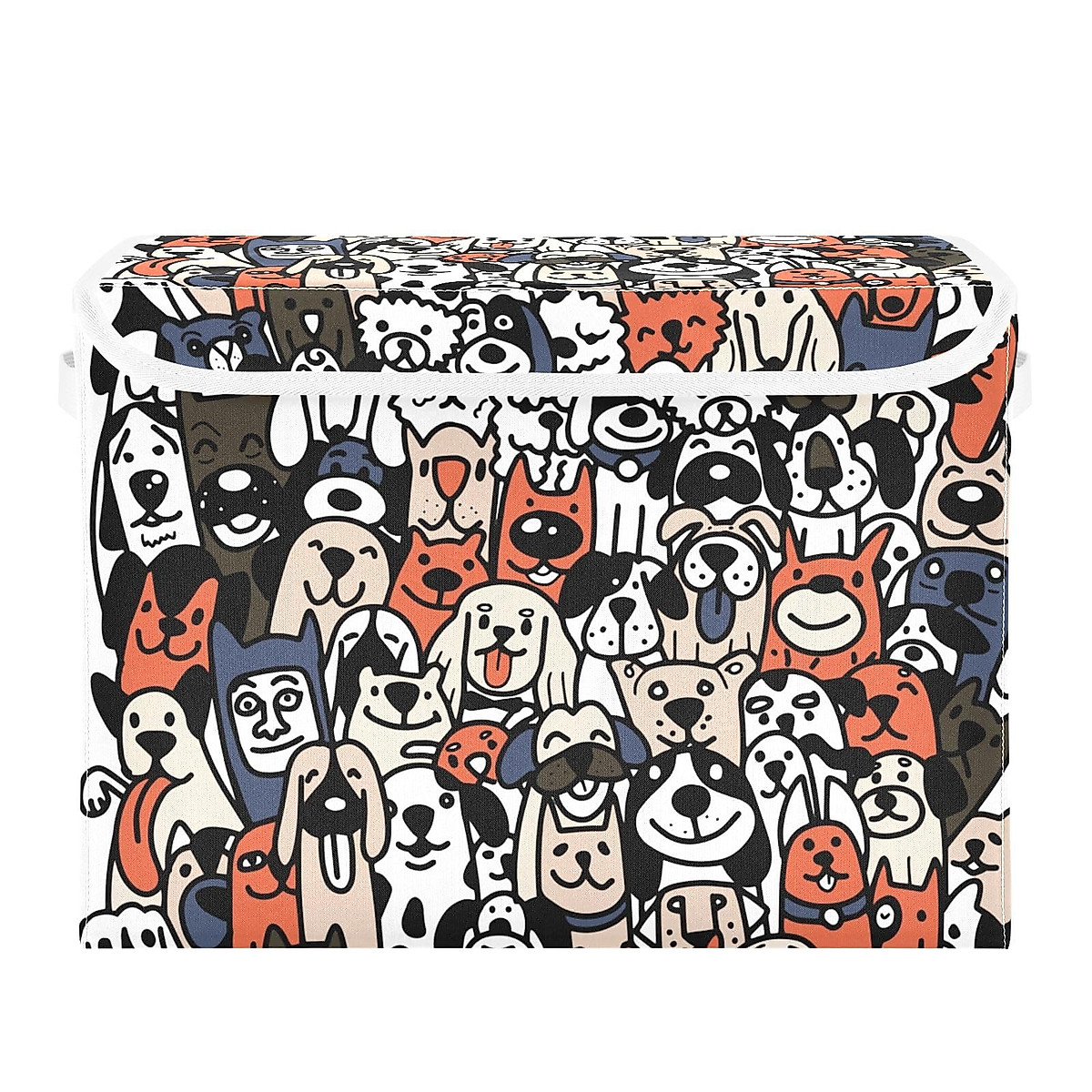 ALAZA Storage Bins Organizer Box Baskets Lidded Clothes for Shelves Closet Cute Dogs Print Doodle Puppy Collapsible Stackable Storage Cubes Handles