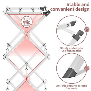 APEXCHASER Clothes Drying Rack, 3-Tier Laundry Drying Rack for Clothes, Expandable Metal Clothing Dryer, Collapsible Towel Rack, Air Drying Rack, White