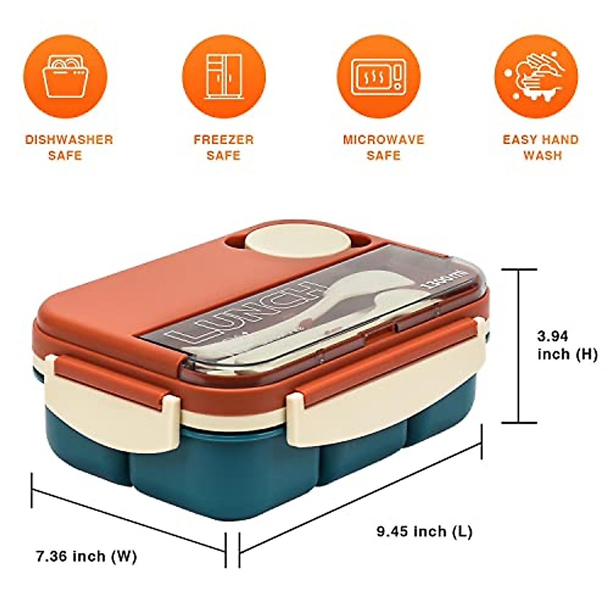 Holee Bento Box Lunch Box with Insulation Bag, Lunch Containers for Adult with Leakproof Divider Utensil Set Multiple Compartments BPA Free