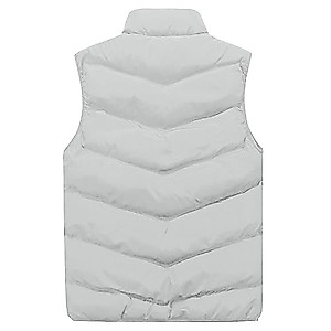 Men's Lightweight Casual Down Vest Full Zipper Vest Coat Stand Collar Padded Outerwear Sleeveless Winter Down Jacket Packable Men's Waterproof Outerwear gray Small