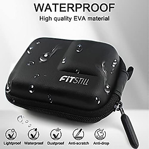 FiTSTILL Black PU Mini Carrying Case for Go Pro Hero 12/11/10/9/8/7/(2018)/6/5 Black,Hard Shell Travel Storage Case for DJI Osmo Action,AKASO,Campark,YI Action Camera and More