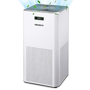 Kokofit Air Purifiers for Home, H13 True HEPA Filter, Allergies Pets Hair Dust Odor Smoke Mold Pollen, 26dB Smart Silent Sleep Mode, White