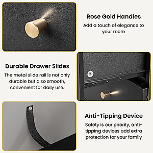 Karl home Black 4 Drawer Dresser for Bedroom, Modern Tall Wood Dressers Chest of Drawers, Wardrobe Storage for Kids, 10 Inch Deep Drawers, Anti Tripping Device, Durable Slide, Living Room