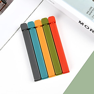 AUAUY 15 PCS Snack Bag Clips with Magnet Backs, Reusable Plastic Sealing Clips for Food Packages, Multipurpose Barrette-style Design Food Bag Clips for Kitchen Storage, 4.72in, Candy Color (5 Colors)