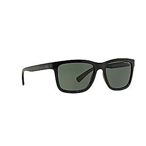 A|X ARMANI EXCHANGE Men's AX4045S Rectangular Sunglasses, Shiny Black/Green, 56 mm