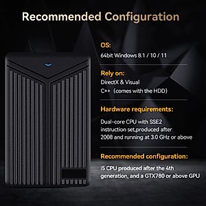 OYZENA 5T Retro Game Console HDD with 60649 Video Games, 80+ Emulator Console Built-in Game HDD, 58 AAA PC Games, Retrobat, Launchbox, Playnite 3 Game System, Support Win 8.1/10/11