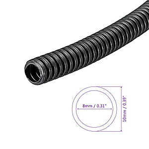 DMiotech 10mmx8mmx6m Plastic Non-Split Corrugated Tubing Indoor Outdoor Cord Management for Wrap Tidy Office Garden