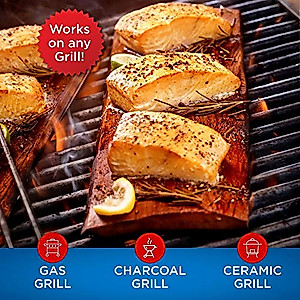 Jaccard 201406 Ready 2 Grill Pre-Soaked Cedar Plank, Small, (2-planks), Grilling Accessories – Wood Plank Serving Board