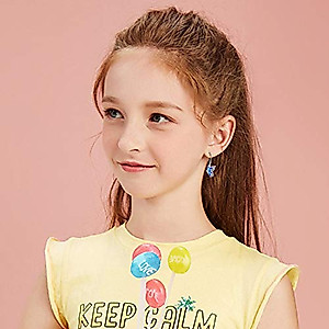 Butterfly Drop Earrings, 925 Sterling Silver Hypoallergenic Dangly Earring for Sensitive Ears Jewelry Mother Day for Women Girlfriend Butterflies Lovers with Box (Blue)