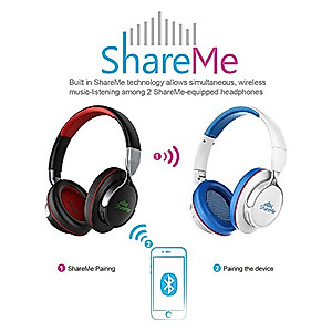 Mixcder Over Ear Headphones, ShareMe Wireless Bluetooth 4.1 Stereo with Built-in Mic, Passive Noise Cancelling and Volume Control for Travel, Work, Sport, Foldable Gym TV Headsets