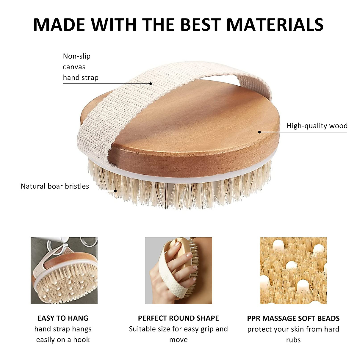 SetSail Dry Brushing Body Brush, Natural Nylon Bristles, Exfoliating, Cellulite Reduction, Lymphatic Drainage, Improve Circulation