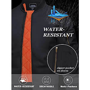 KEFITEVD Bomber Jackets for Men with Zipper Pockets Winter Fall Jackets Outdoor Casual Parka Jacket Puffer Jacket Windproof Sportswear Jackets