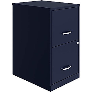 Hirsh Industries Space Solutions 18in 2 Drawer Metal File Cabinet Navy, Letter Size, Fully Assembled
