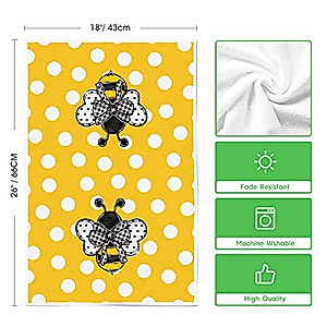 Artoid Mode Bee Happy Summer Kitchen Towels Dish Towels, 18x26 Inch Polka Dot Holiday Decoration Hand Towels Set of 2