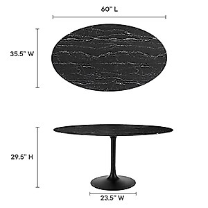 Modway Lippa Dining Table, 60 x 35.5 x 28.5, Black