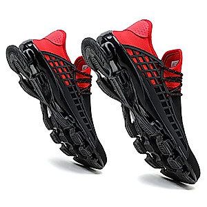 PRECKIN Mens Running Shoes Breathable Slip On Sneakers Non Slip Casual Athletic Walking Tennis Shoes for Men Red,8.5