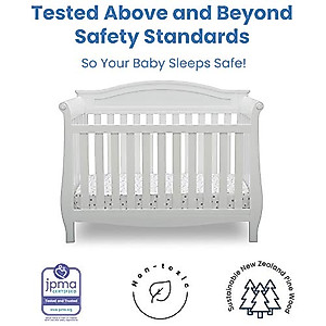 Delta Children Lancaster 4-in-1 Convertible Baby Crib, Bianca White
