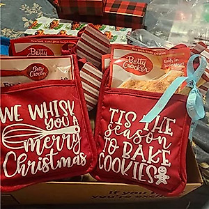 6PCS Christmas Pot Rack Baking Kit,Christmas Oven Mitts Ornament, Christmas Pot Holder Baking Kit,Kitchen Cooking Baking Gift for Friends Coworker Family