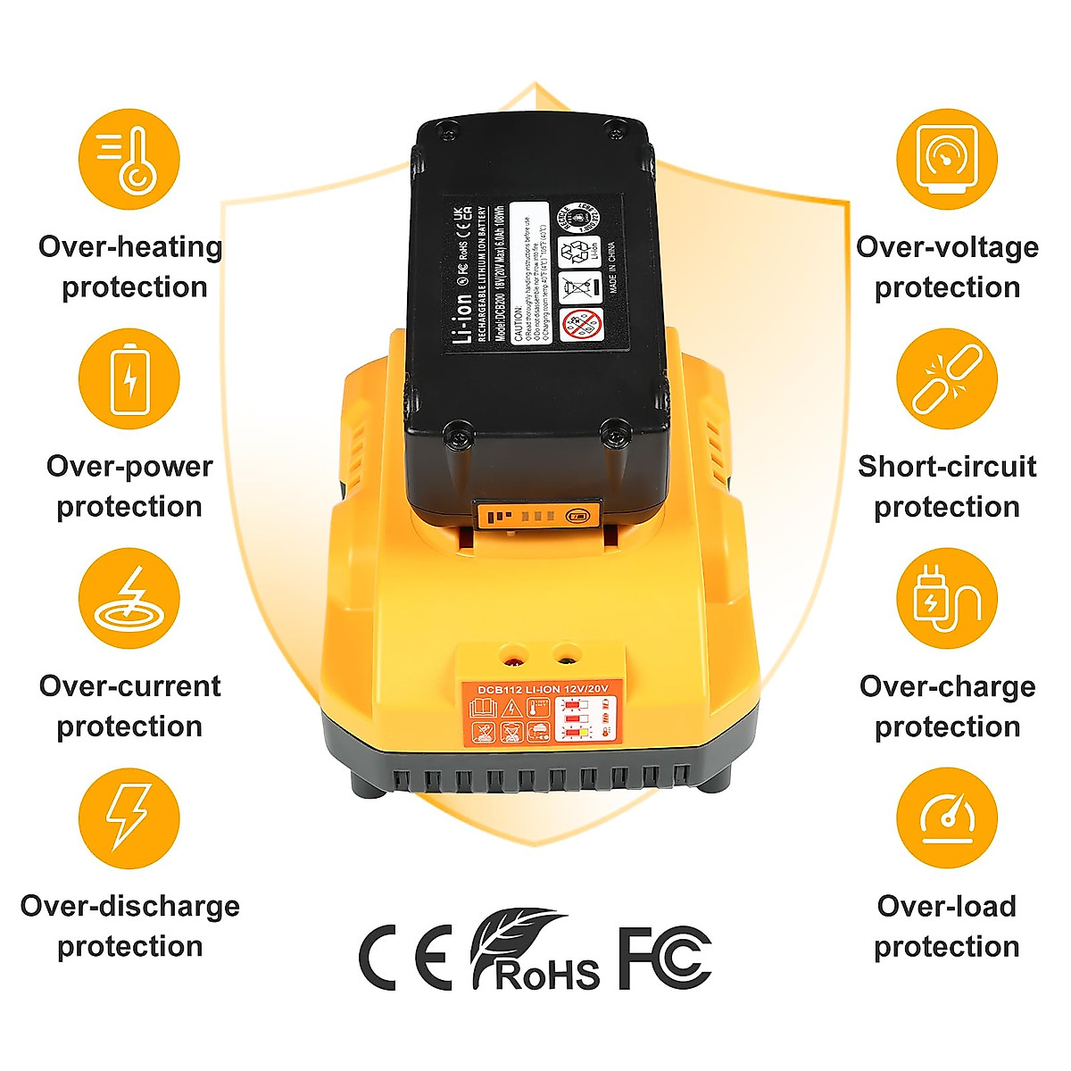 20v Max Battery Replacement for Dewalt 20V 6.0Ah Battery 2Pack with DCB112 Battery Charger Station for DCB201 DCB204 DCB205 DCB206 DCB120