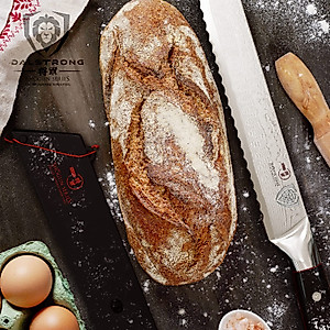 DALSTRONG Serrated Bread Knife - 10.25 inch - Shogun Series - Deli Bagel Knife - Damascus AUS-10V Japanese Super Steel - Bread Slicer Cutter Gift - Slicing Knife - Vacuum Treated - G10 Handle - Sheath