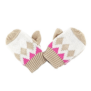 Ding Dong Baby Kid Girl Winter Knitted Bowknot Hat+Scarf+Gloves 3 Pieces Set(6-12M) Khaki