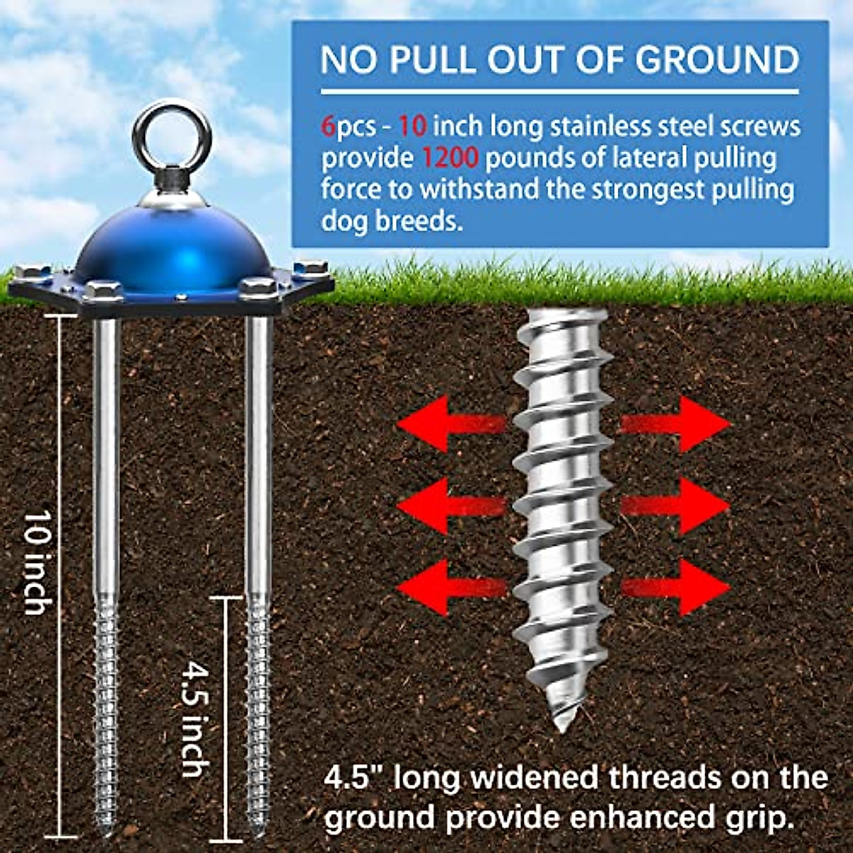 [New] 2023 Dog Tie Out Cable and Stake,360°Swivel Dog Anchor,30FT Dog Chain Leash,Heavy Dog Yard Stake Rust Proof Dog Run Can Hold 2 Dog Up to 150LBS,Suitable for Outdoor Camping
