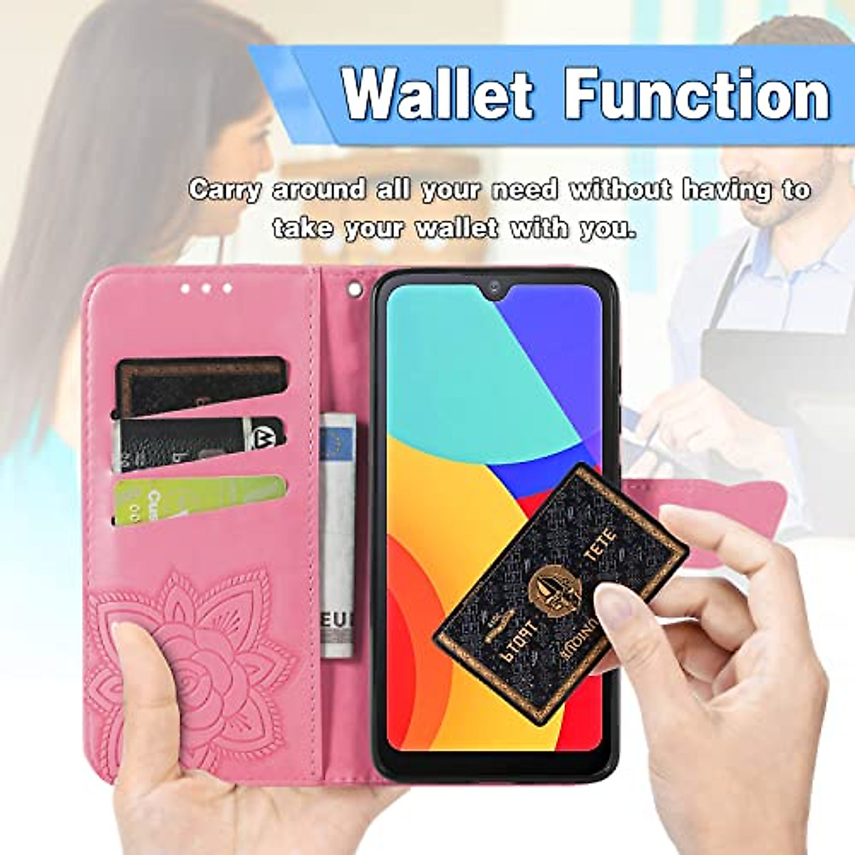 HUANGTAOLI Diamond Bling PU Leather Wallet Cover for Oppo A57 5G, Card Slots Stand Magnetic Closure Flip Phone Case for Oppo A57 5G