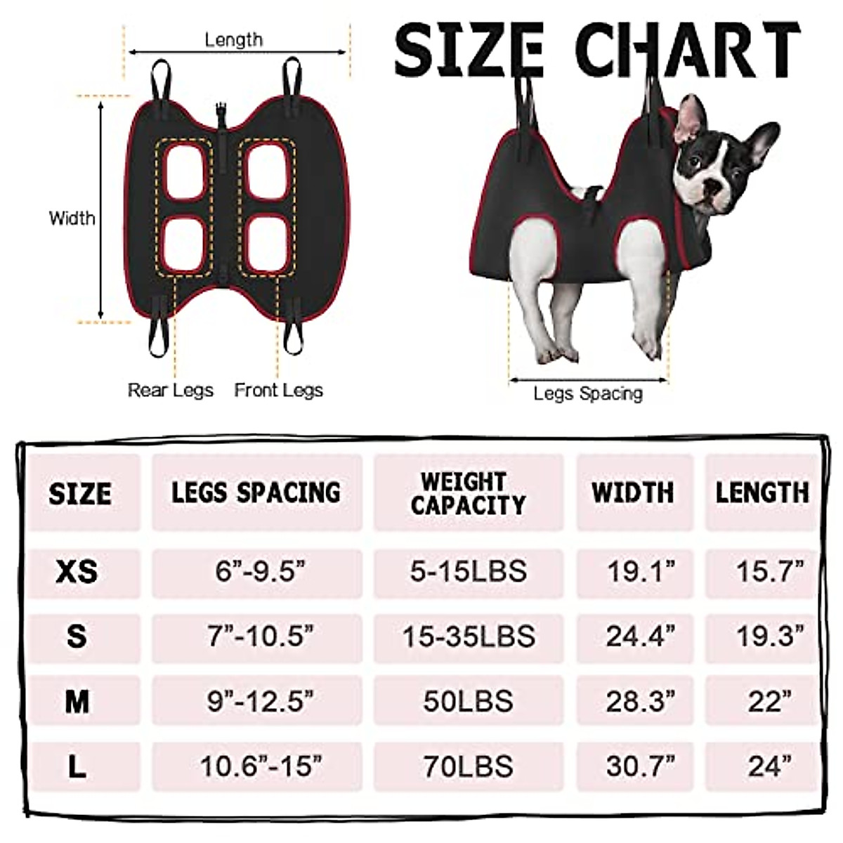 Supet Dog Grooming Hammock for Dog and Cat, Relaxation Pet Grooming Sling Helper, Breathable Pet Grooming Hammock for Nail Trimming, Ear/Eye Car with Nail Clippers/Trimmers/Scissors Black