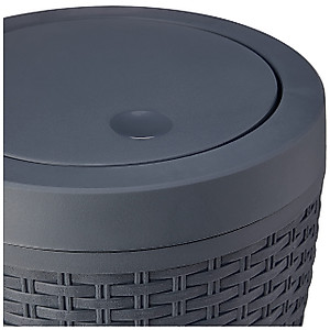 EEMKAY Addis Faux Rattan Round Swing Lid Bathroom Bin, Charcoal, 517488
