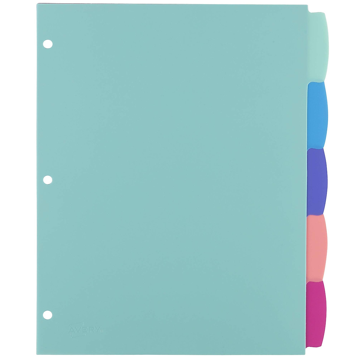 Avery Durable Plastic 5-Tab Write & Erase Big Tab Dividers for 3 Ring Binders, Pastel Brights (16270)