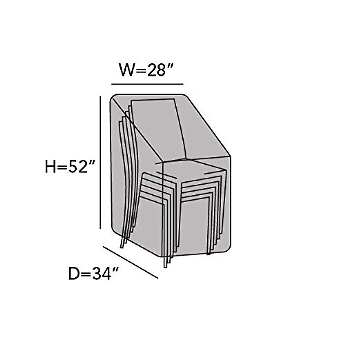 Covermates Outdoor Stacking Chair Cover - Water Resistant Polyester, Drawcord Hem, Mesh Vents, Seating and Chair Covers, 28W x 34D x 52H, Khaki