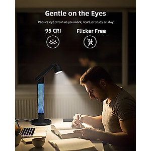 Lytmi 3-in-1 LED Desk/Task/Reading Light for Office, CRI95 Eye-Caring Architect Desk Lamp, 360°Rotatable Swing Arms, Dimmable Table Lamp with Atmosphere Lighting for Computer Monitor Desktop Bedside
