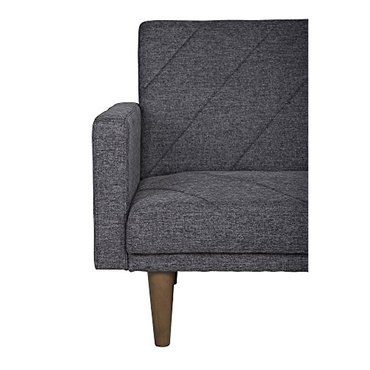 DHP Paxson Convertible Futon Couch Bed with Linen Upholstery and Wood Legs - Grey, Twin